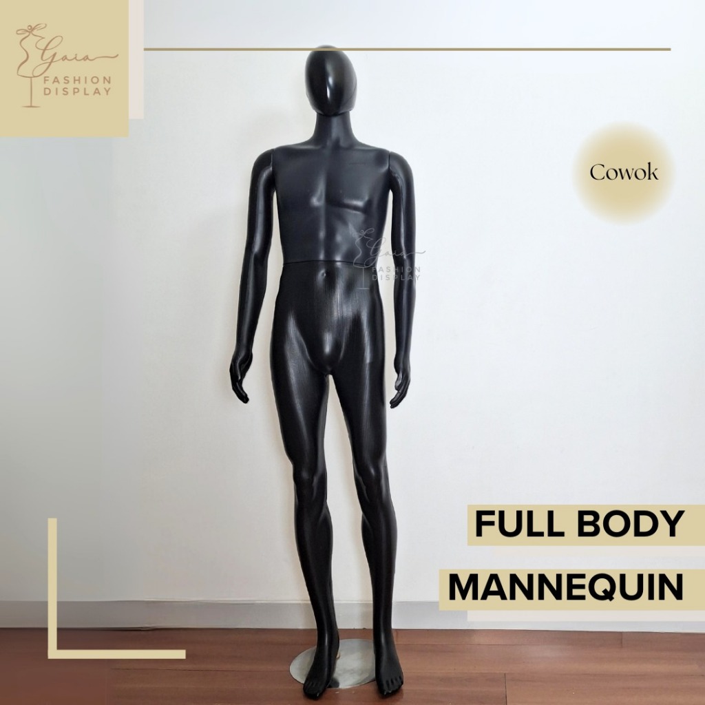 Jual Patung Manekin Full Body Plastik Hitam Cowok Alien Plat Besi (SET ...