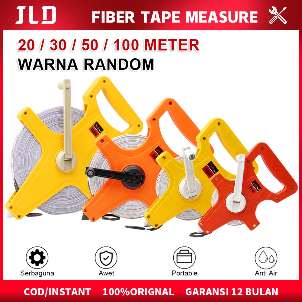 Jual JLD Meteran Gulung Tanam Tancap Measuring Tape Fiberglass 20M/30M/50M/100M Meteran Fiber ...