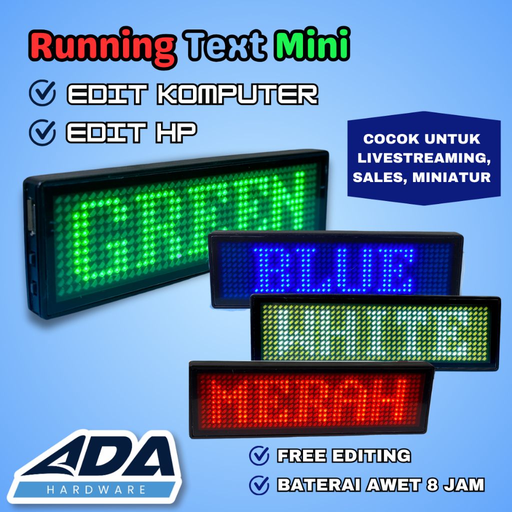 Jual Running Text Mini Merah Nametag Papan Nama Digital Led Tulisan Berjalan Termurah | Shopee ...