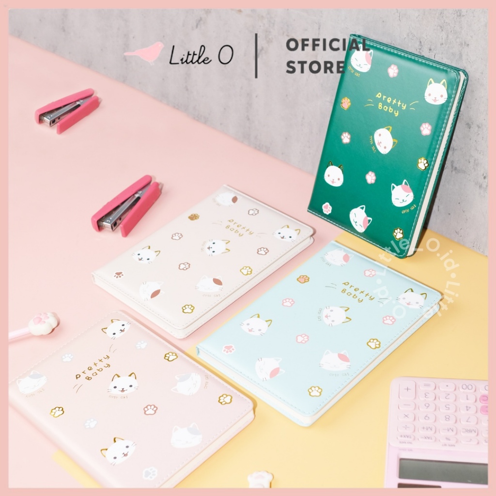 Jual Pretty Baby Cute Cat Leather Notebook Buku Agenda Buku Catatan ...