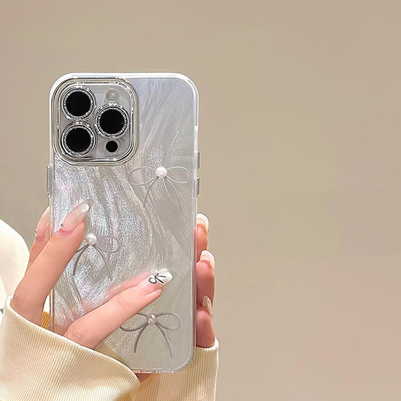 Jual Case iPhone Silver Ribbon Pita Mutiara Pearl 3D Tiga Dimensi for ...