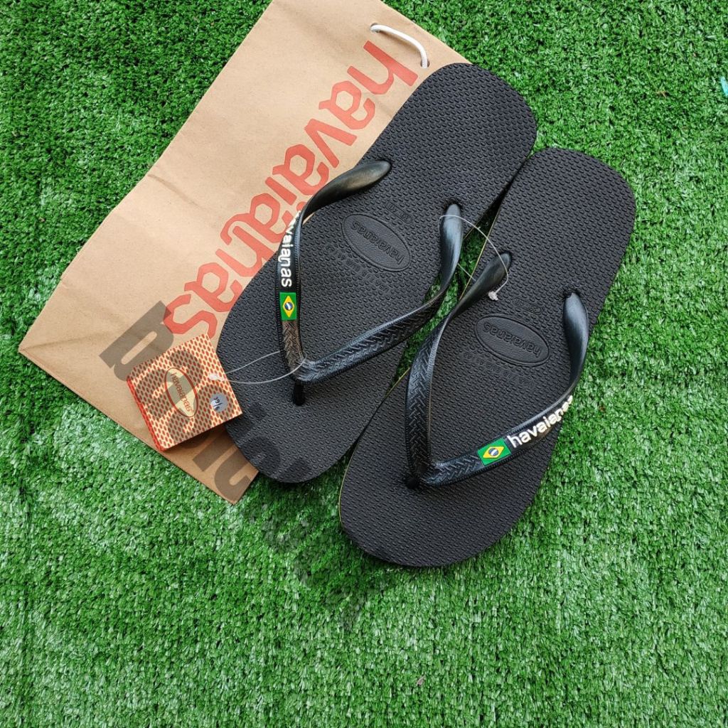 Jual SANDAL JEPIT PRIA HITAM POLOS LOGO BRAZIL ENTENG TIDAK LICIN ...
