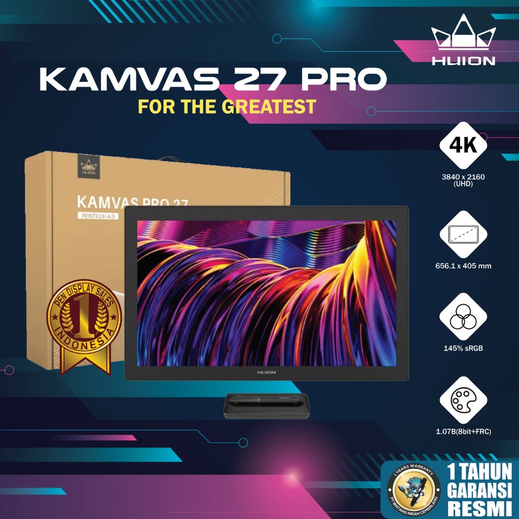 Jual HUION KAMVAS PRO 27 INCH 4K UHD GRAPHICS MONITOR DRAWING TABLET | Shopee Indonesia