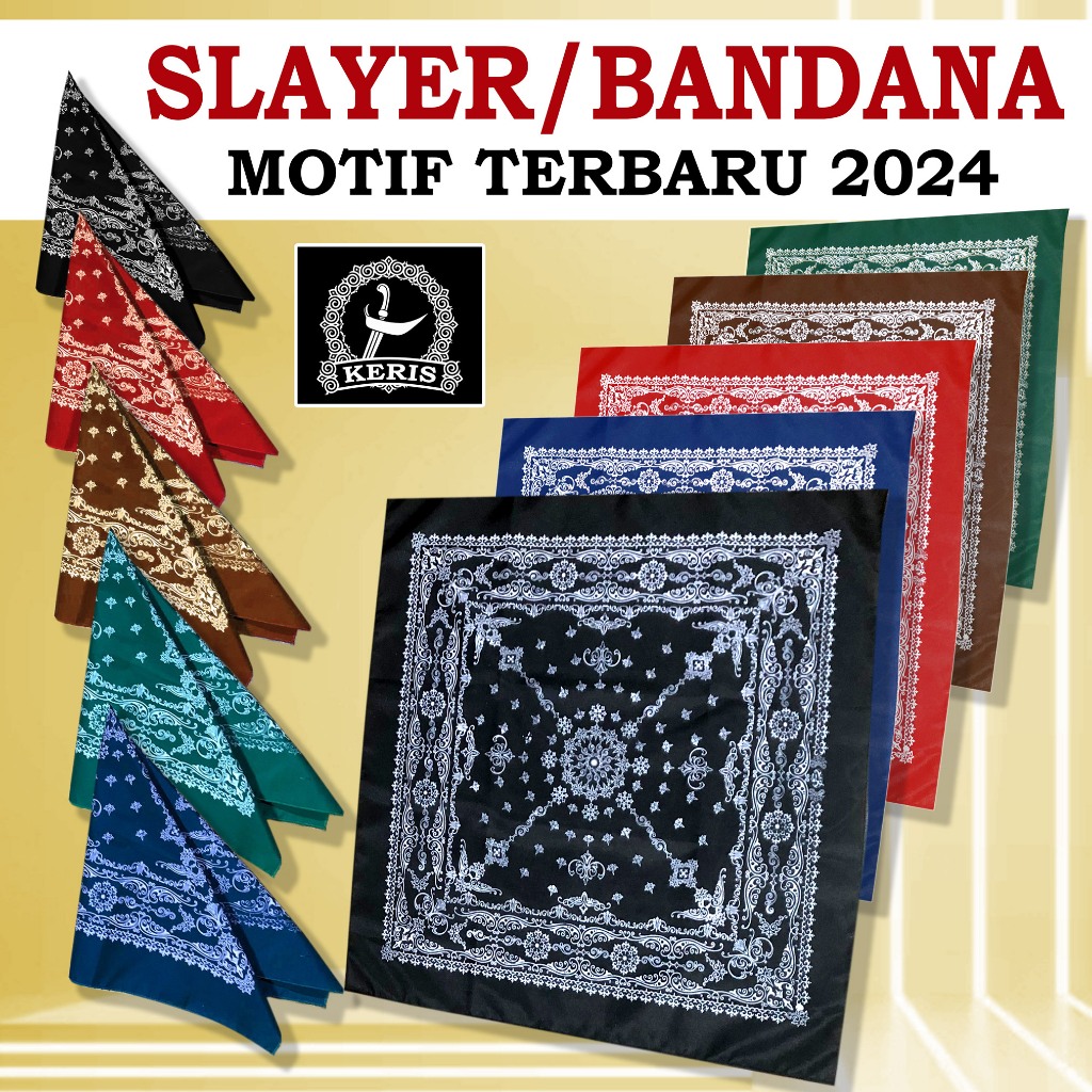 Jual Slayer/Bandana Kain" Motif Desain Terbaru Rilis JULI 2024" Cap ...