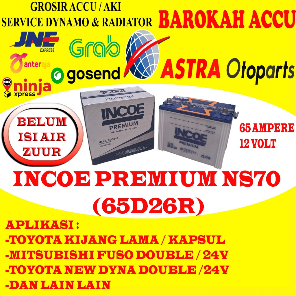 Jual AKI INCOE PREMIUM NS70 / 65D26R , 65 AH ASTRA OTOPARTS | Shopee ...