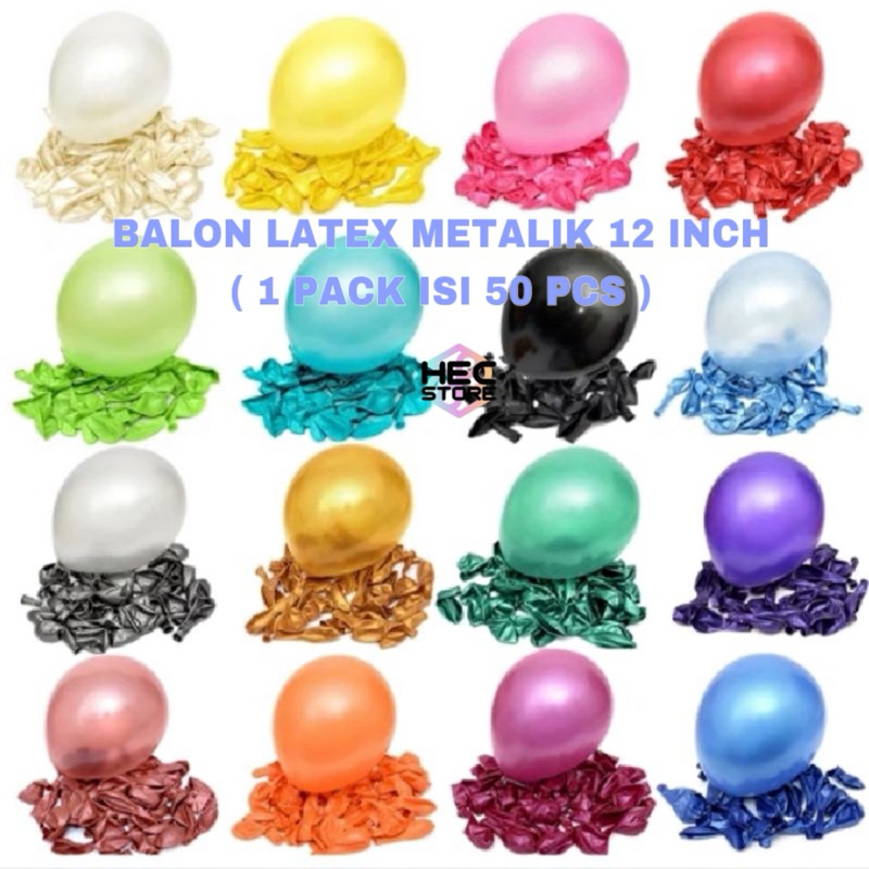 Jual BALON LATEX METALIK 12 INCH | BALON METALIK PESTA ULANG TAHUN (1 ...