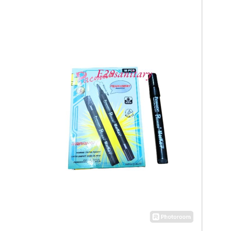 Jual 1KOTAK 12PCS Spidol PERMANENT Marker HITAM BLACK PACMAN | Shopee ...