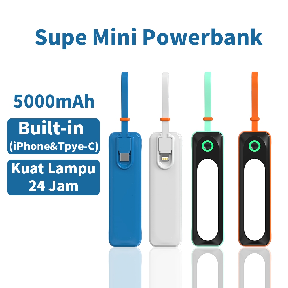 Jual SKCBO Powerbank dengan lampu 5000mAh Dengan Kabel Type-C & iOS ...