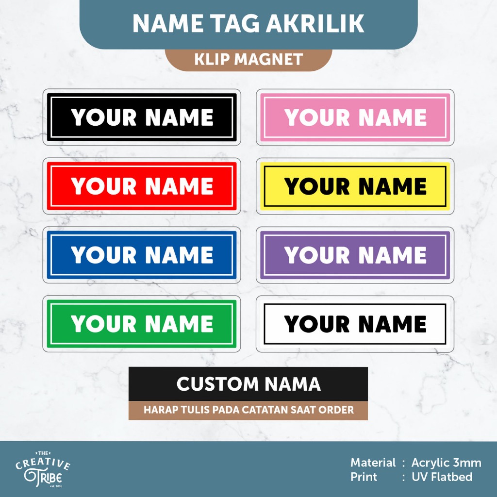 Jual Basic Color Frame - Name Tag Akrilik Magnet - Papan Nama Dada 3mm ...