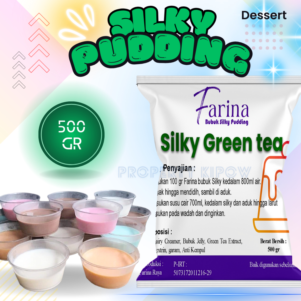 Jual Bubuk Silky Pudding Rasa Green Tea # Silky Green Tea # Topping ...