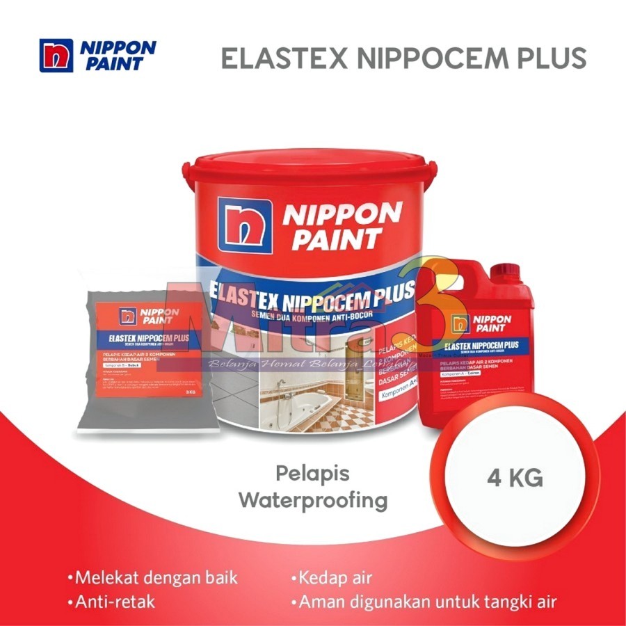 Jual ELASTEX NIPPOCEM PLUS 4 KG Semen Waterproofing Anti Bocor Nippon ...