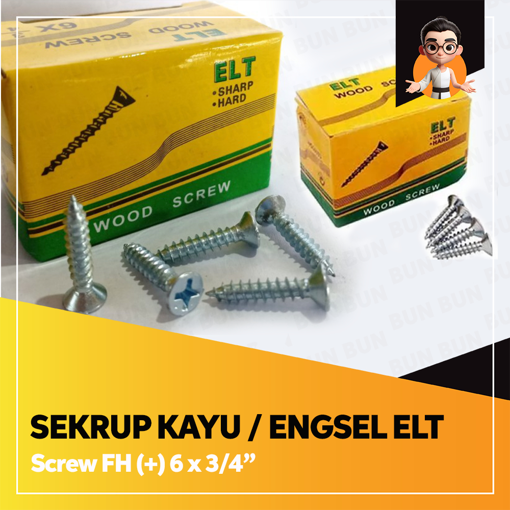 Jual Skrup Kayu 3/4"/screw FH (+) / Sekrup Engsel Elt Putih 6 X 3/4 ...