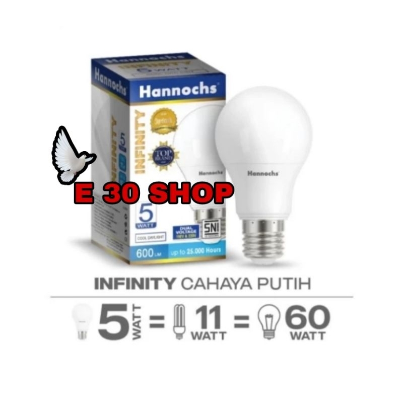 Jual Hannochs Lampu Bohlam LED Infinity 5 Watt Cahaya Putih | Shopee ...
