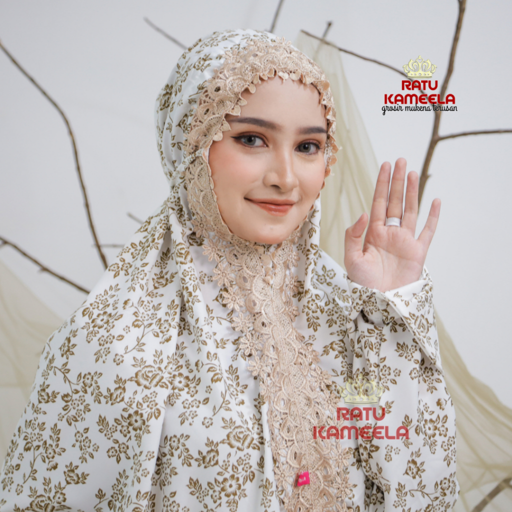 Jual RATU KAMEELA - mukena terusan dewasa premium foil gliter renda ...