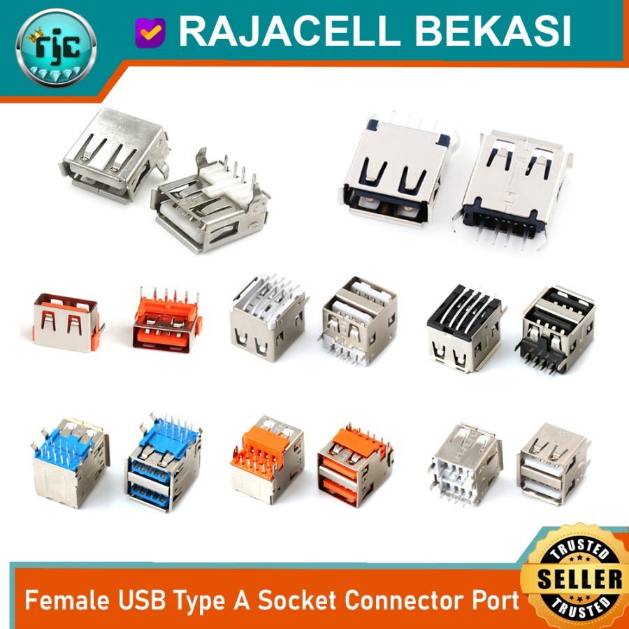 Jual Konektor Soket USB Female type A USB 2,0 3,0 Socket Connector Port ...