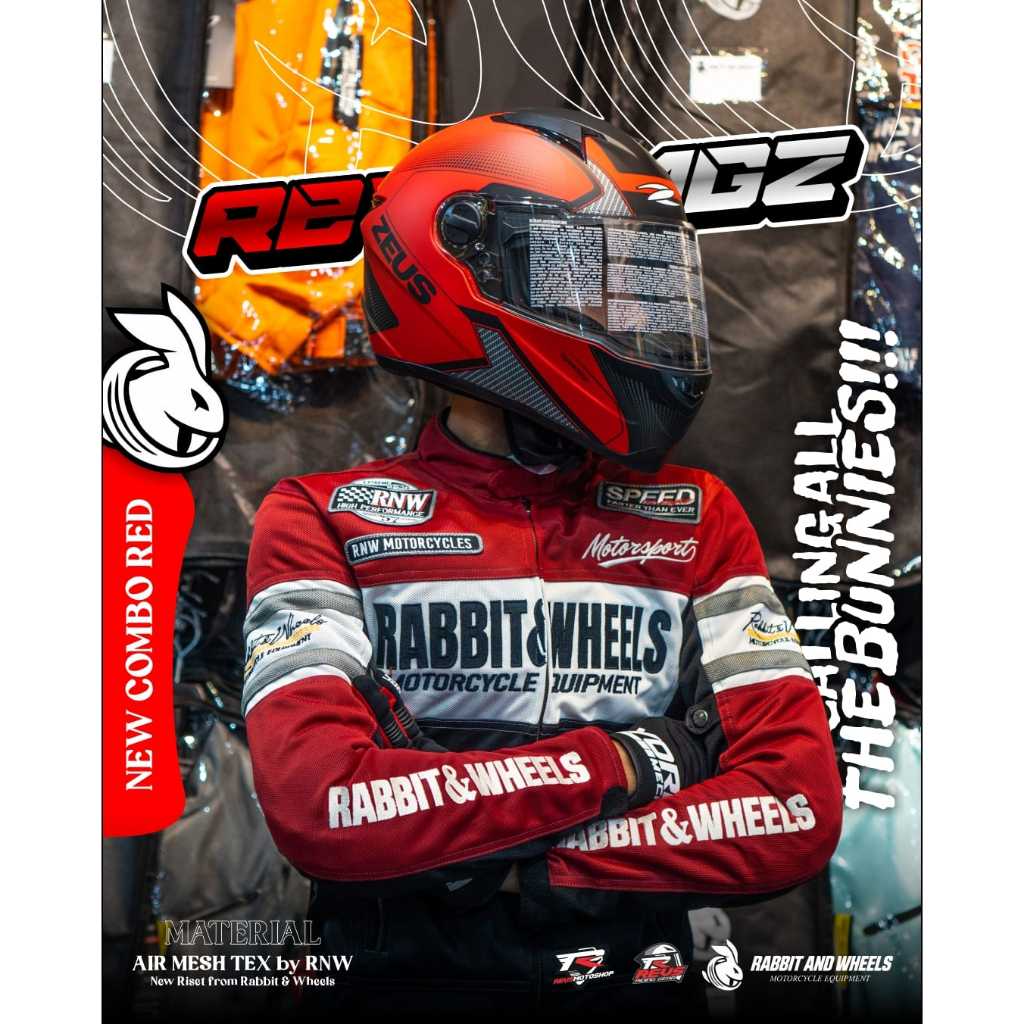 Jual JAKET MOTOR RABBIT AND WHEELS NEW COMBO "RED" | Shopee Indonesia