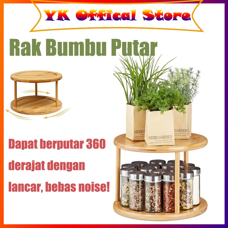 Jual Rak Bumbu Putar 360 Derajat Rak Putar Serbaguna Lazy Susan 2 Tier ...