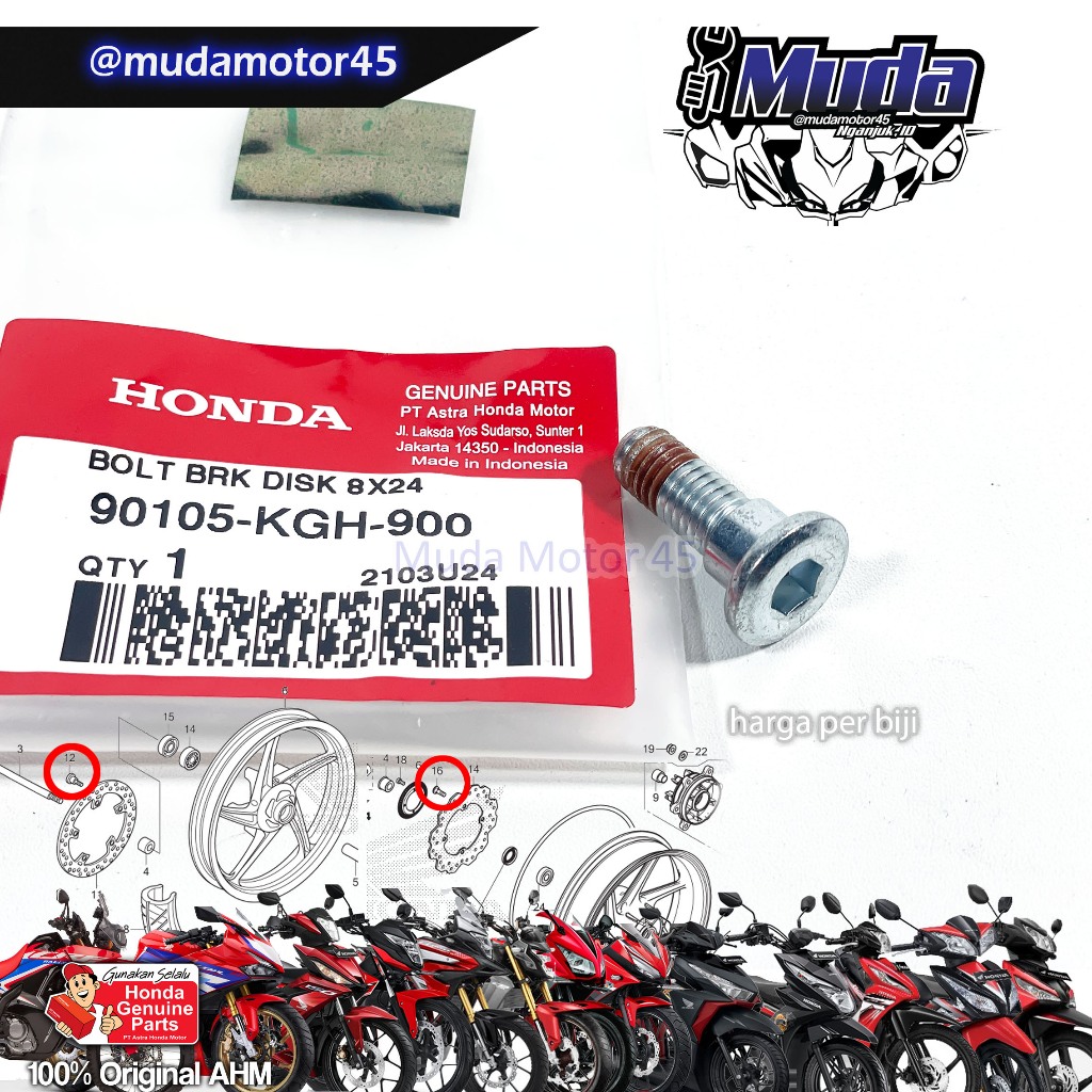 Jual BAUT CAKRAM DEPAN OR BELAKANG CBR150R CB150R CBR250RR SONIC SUPRA ...
