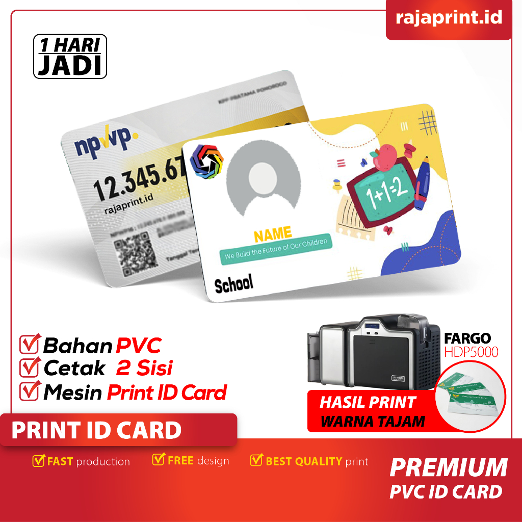 Jual Cetak ID Card PVC / ID Card Peserta/ Kartu Member/ Kartu Pelajar ...