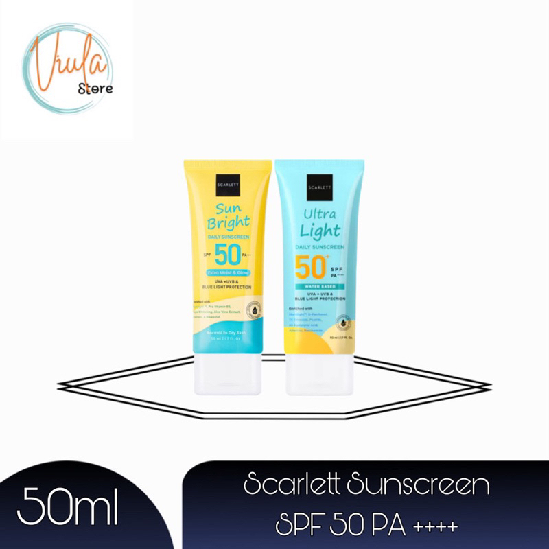 Jual Scarlett Daily Sunscreen SPF 50PA++++ Ultra Light / Sun Bright 50ml | Shopee Indonesia