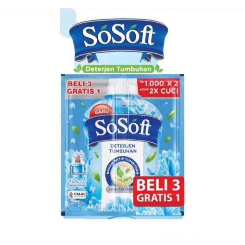 Jual [1 sachet] So Soft So Soft SOSOFT Detergen Cair Renceng isi 1 cair ...