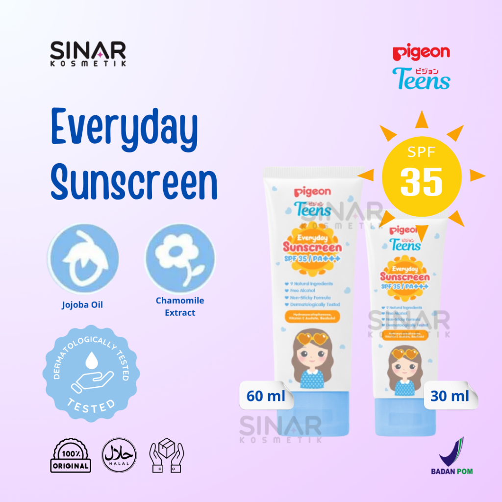 Jual Pigeon Teens Everyday Sunscreen SPF 35/PA+++ 30ml - 60ml | Shopee ...