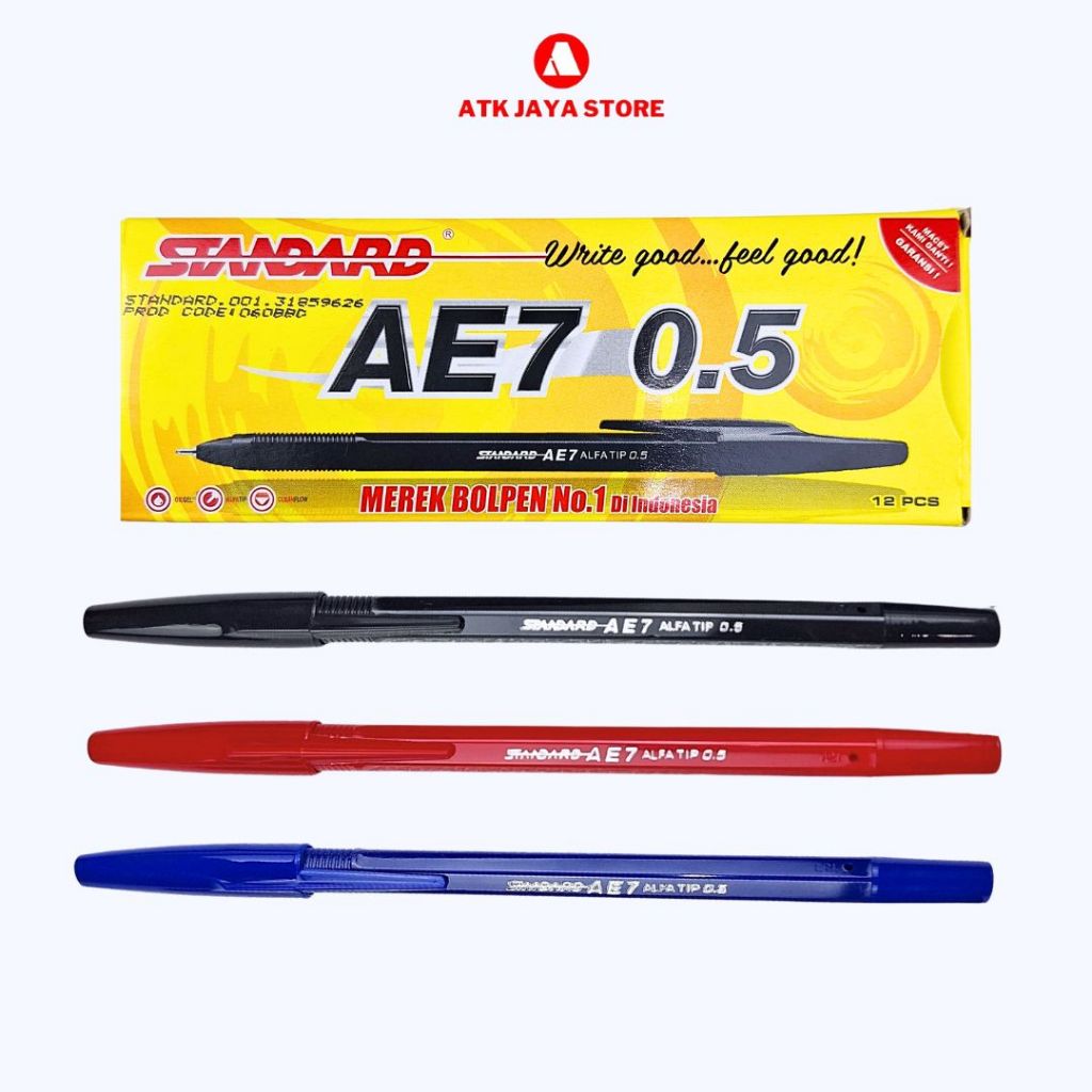 Jual Pulpen Standard AE7 / Bolpen non-gel standart AE7/ READY tiga ...