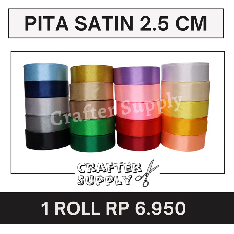 Jual PITA SATIN 1 INCH (LEBAR 2,5 CM) PER ROLL | Shopee Indonesia