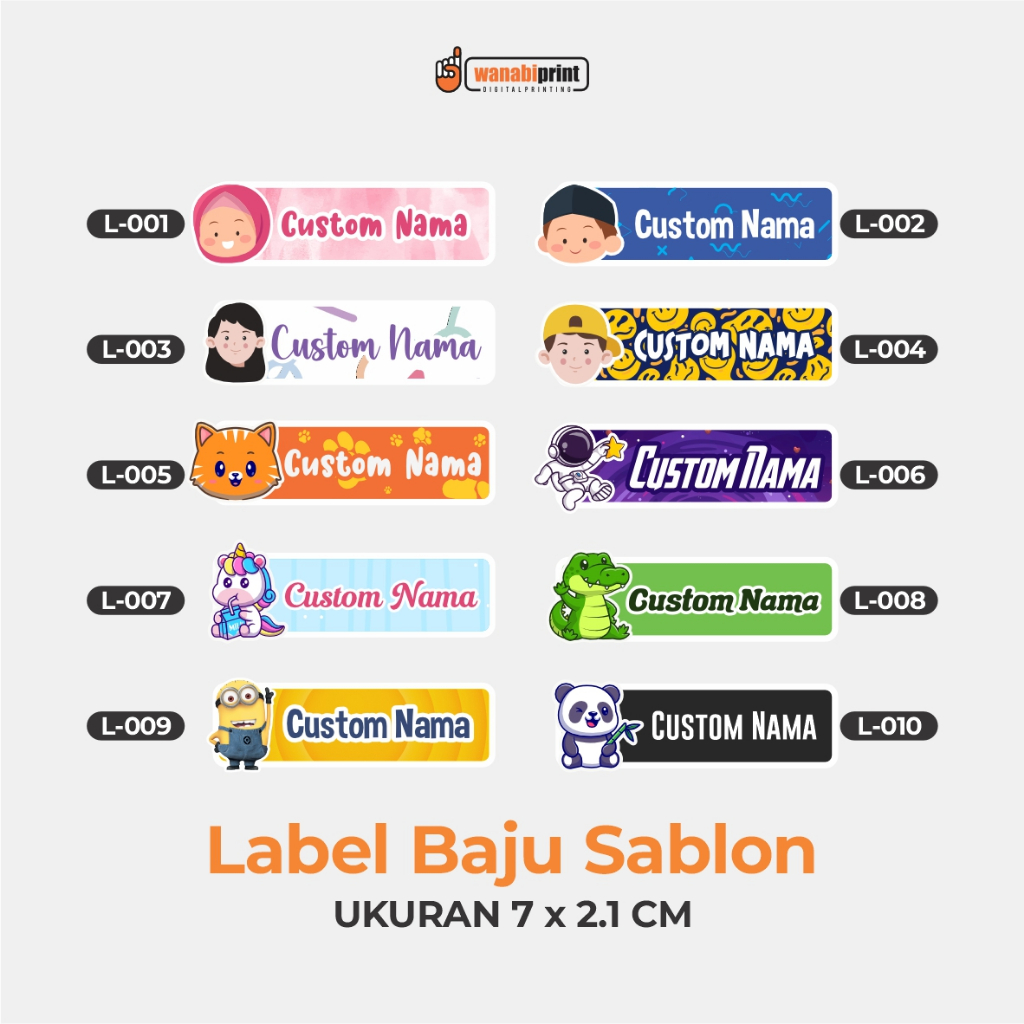 Jual LABEL BAJU SABLON PRAKTIS TINGGAL SETRIKA PAKAIAN | KARAKTER LUCU ...