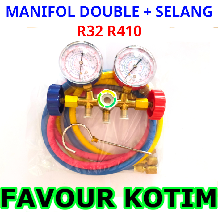 Jual DOUBLE DOBEL GAUGE MANIFOL MANIFOLD R32 R410 R410A SELANG AC ...