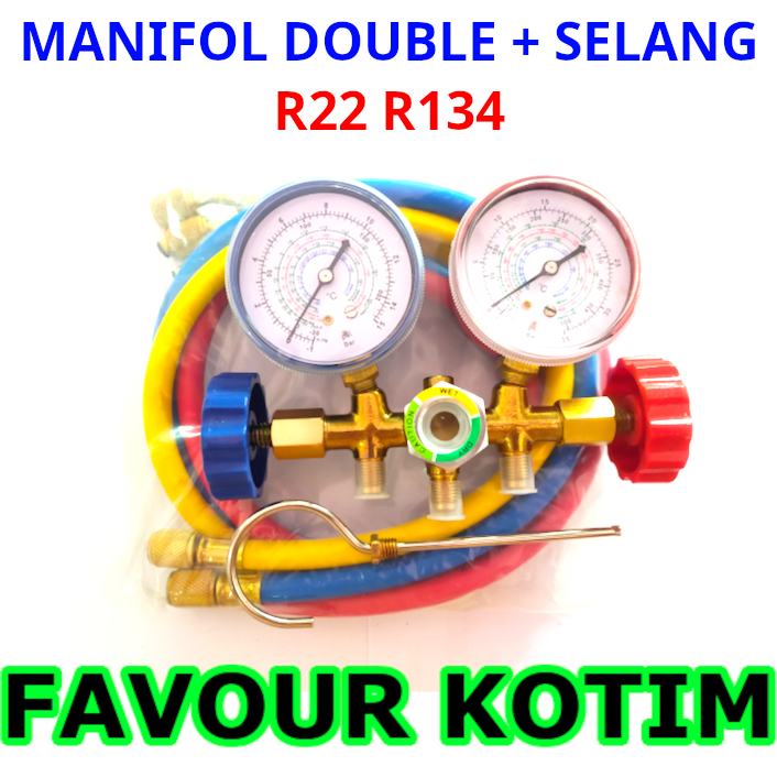 Jual DOUBLE DOBEL GAUGE MANIFOL MANIFOLD R22 R134 R134A SELANG AC FVKOTIM | Shopee Indonesia