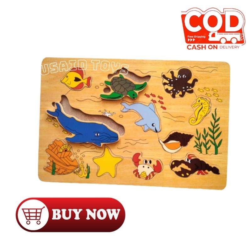 Jual Mainan Puzzle Kayu Edukasi Puzzle Hewan Laut | Shopee Indonesia