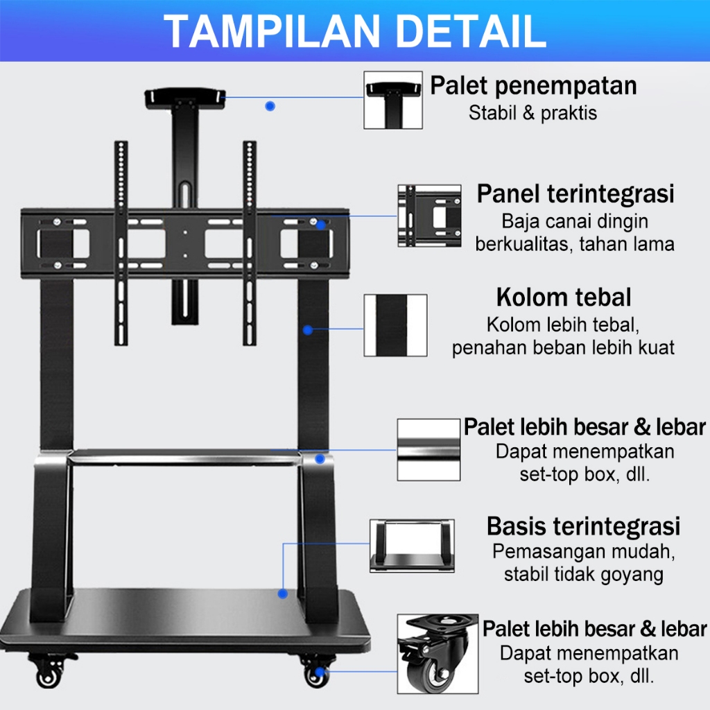 Jual Bracket Standing TV roda dorong LED TV 32- 85 Inci /Bracket ...