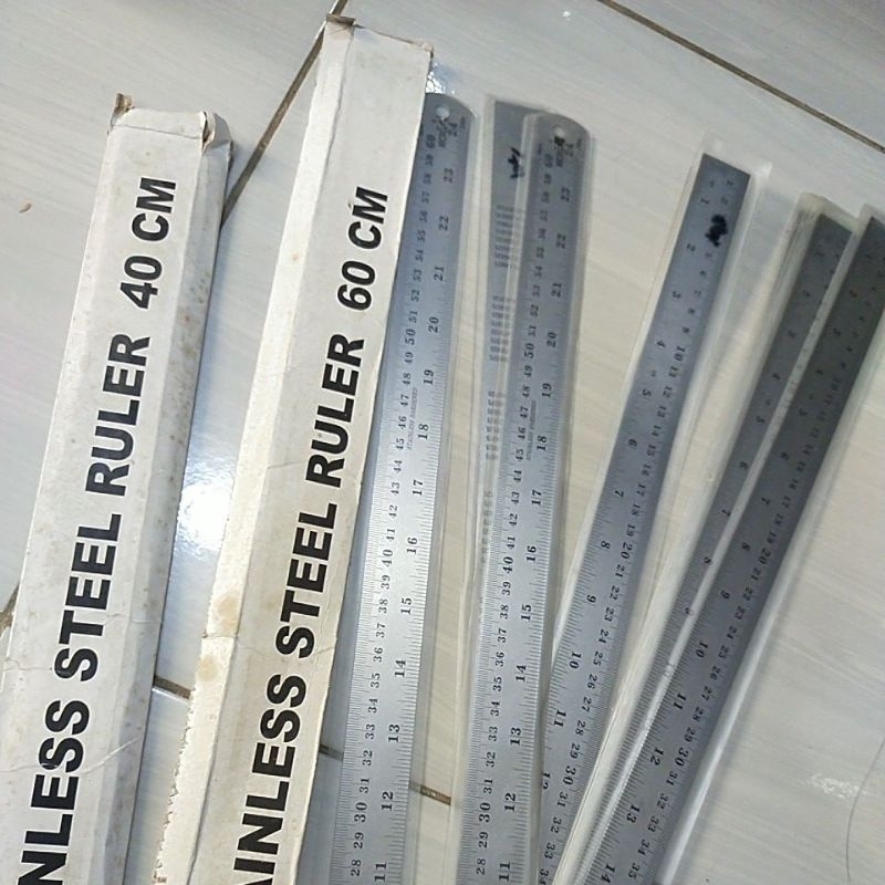 Jual Penggaris Besi 40 50 60 Cm Micro / Stainless Steel Ruler 40 50 ...