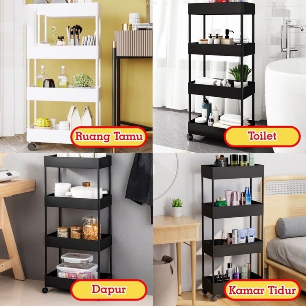 Jual Rak Yeye Serbaguna 4 Susun Dengan Roda 360 / Tempat Penyimpanan ...
