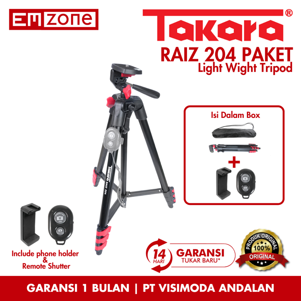 Jual Tripod Takara RAIZ 204 Light Weight Tripod Camera Smartphone ...