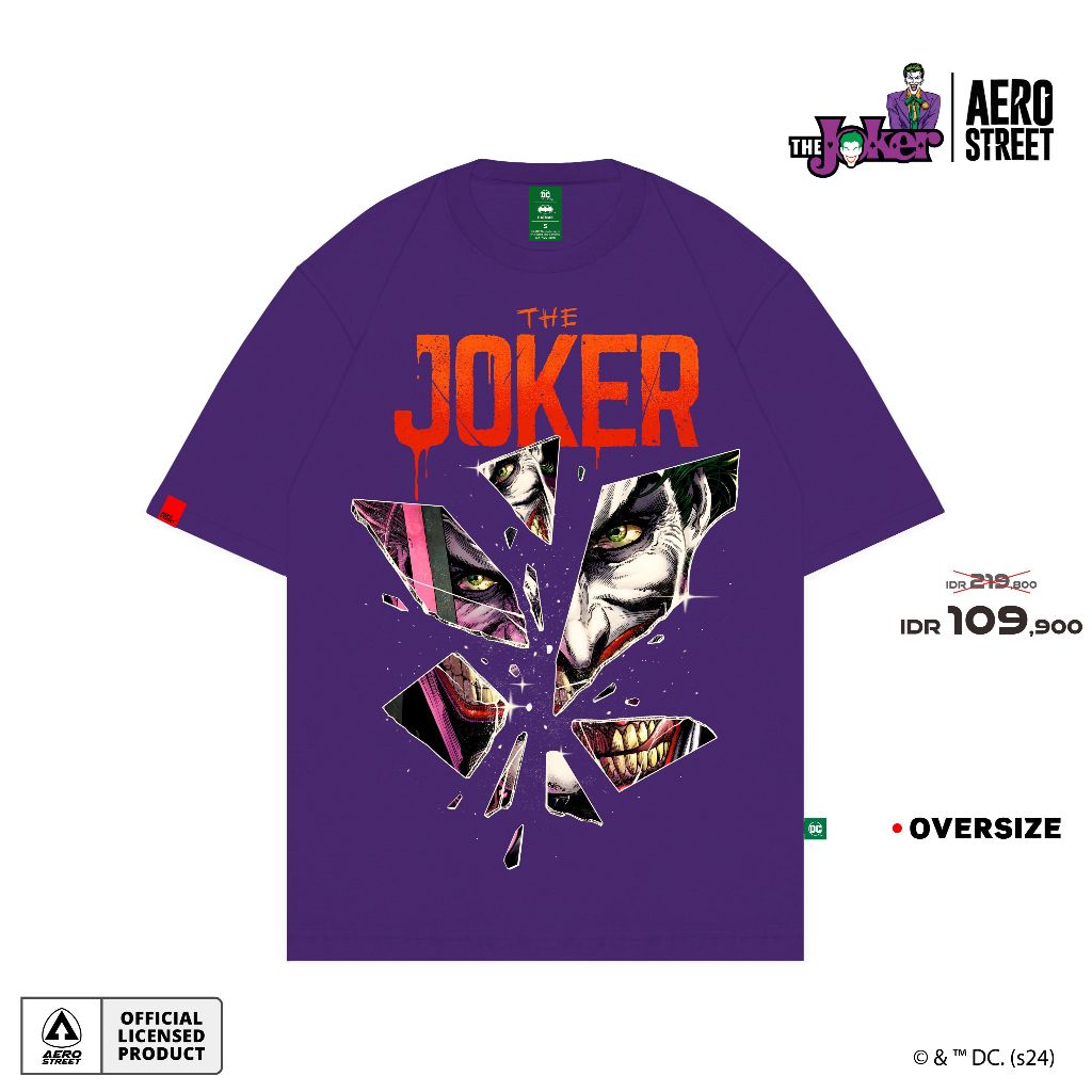 Jual Aerostreet T Shirt Oversize The Joker Glass Ungu Kaos FADAA ...