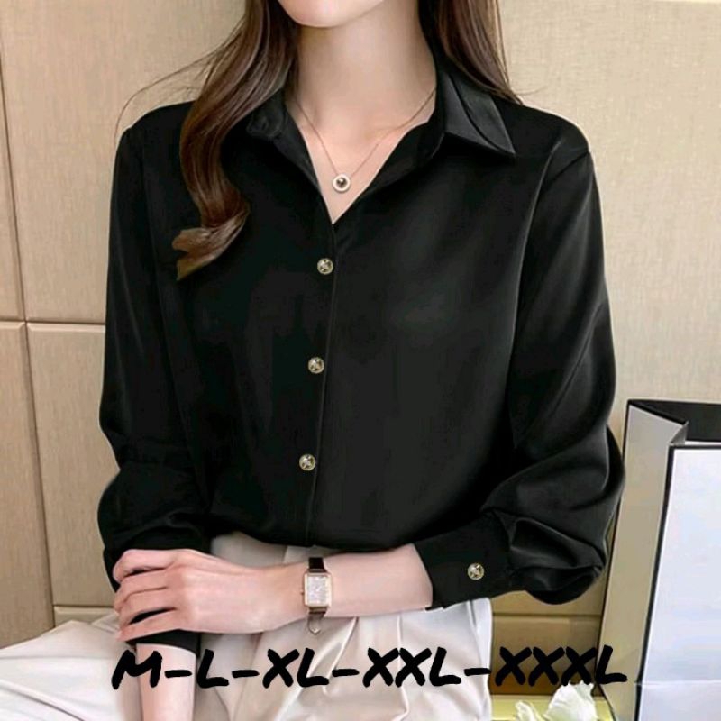 Jual bilza kemeja wanita simple ukuran M-L-XL-XXL-XXXL kemeja wanita ...