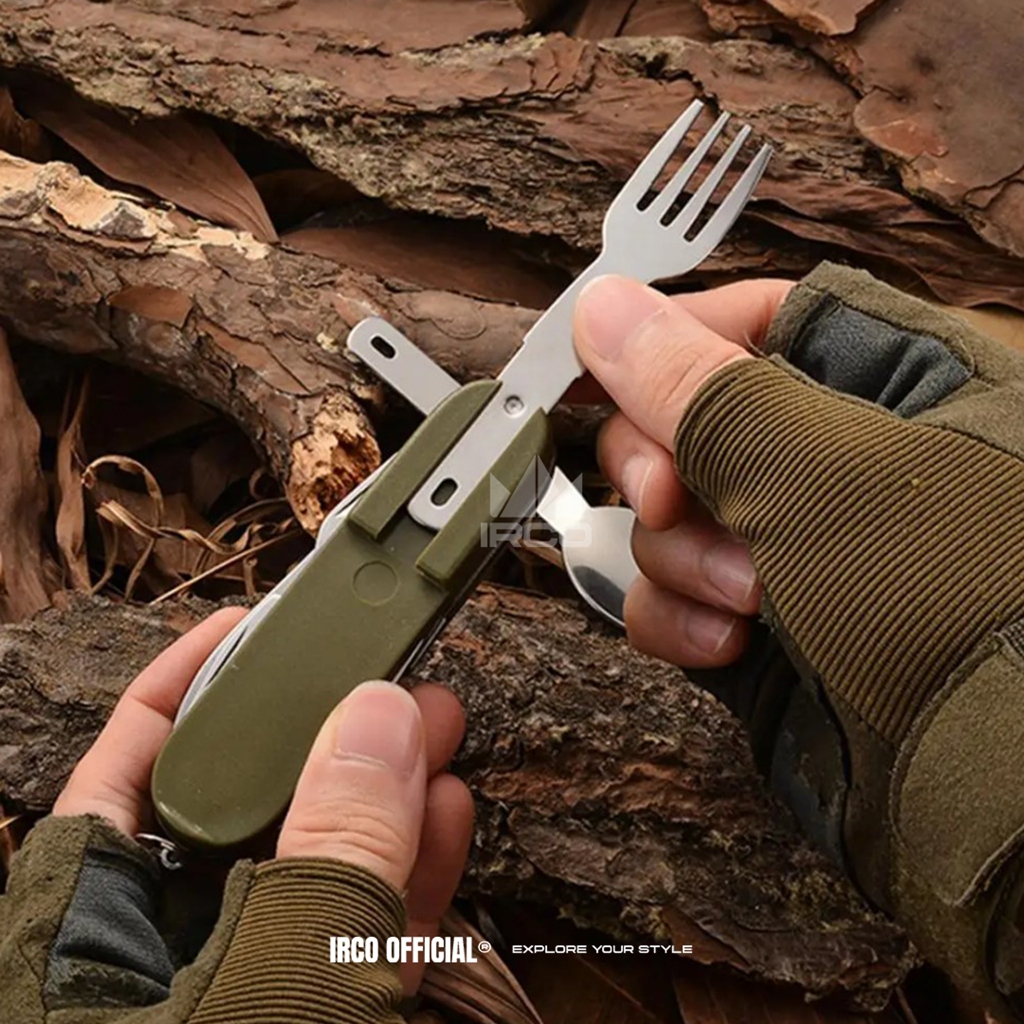 Jual IRCO Sendok Garpu Pisau Lipat Set Stainless Outdoor Free Pouch ...