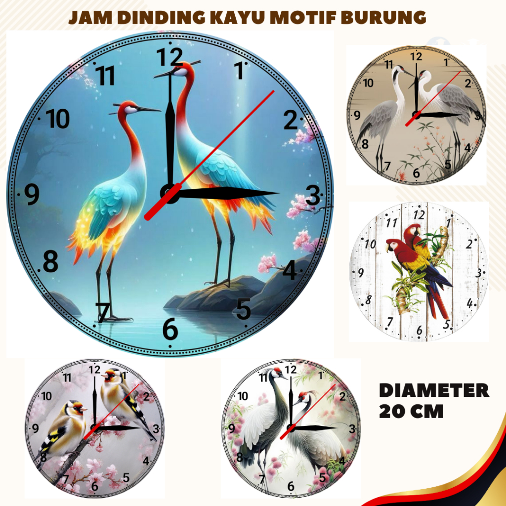 Jual Jam kayu gambar burung Aesthetic, Jam dinding | Shopee Indonesia