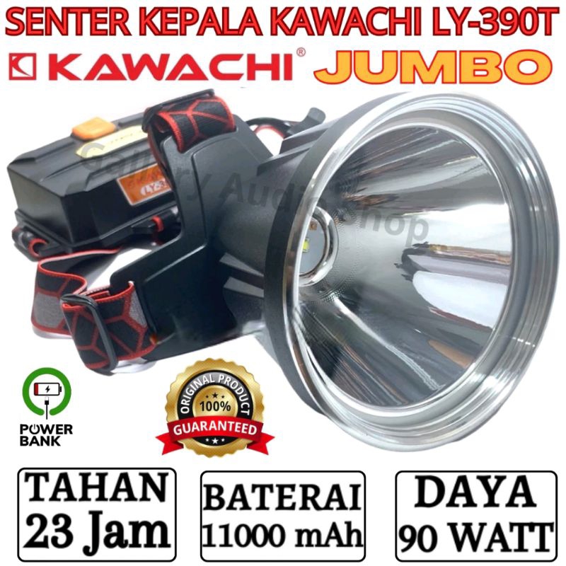 Jual Senter LED Kawachi LY-390T Waterproof 90 Watt Cahaya Putih | Senter Kepala Cas Tahan 24 Jam ...
