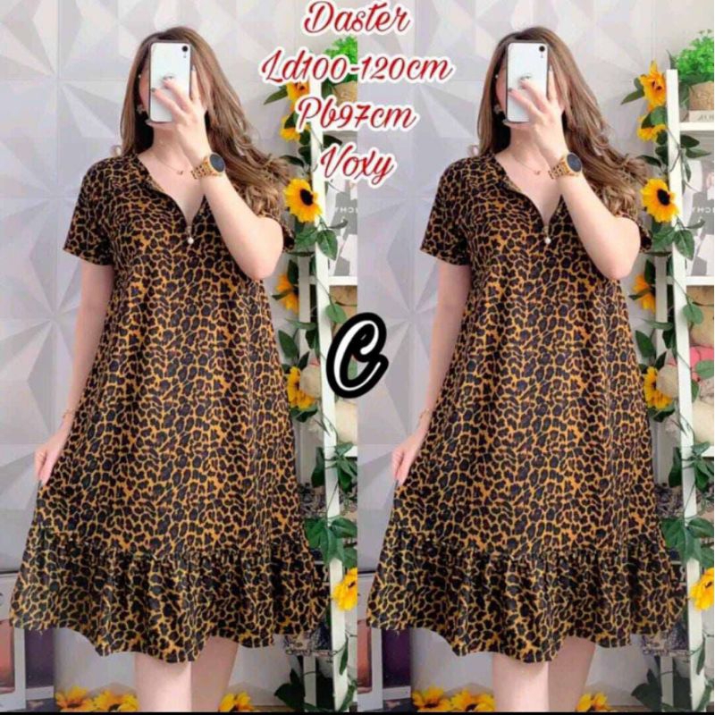 Jual baju daster macan wanita baju dress wanita leopard promo free ...