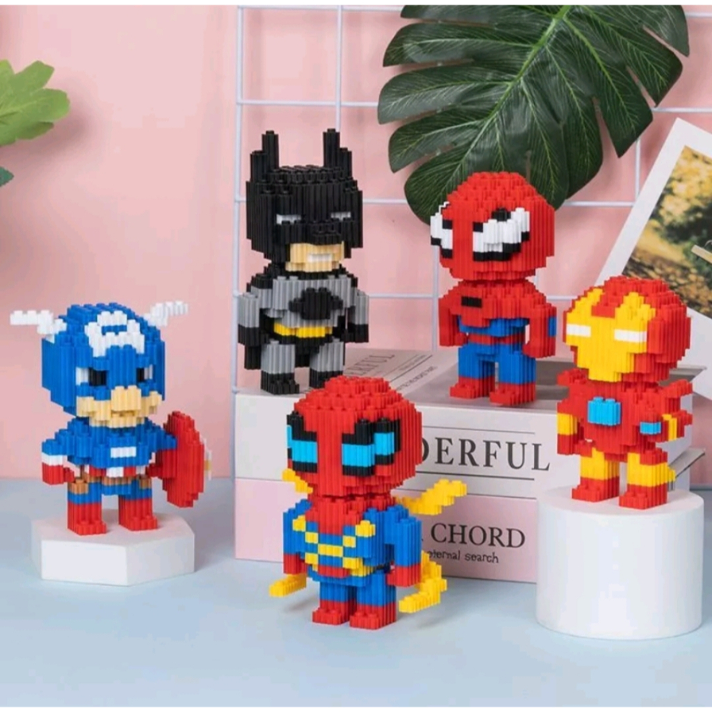 Jual Nano Blocks Mini Superheroe 3D Model, Mainan Blok Susun, Marvel ...