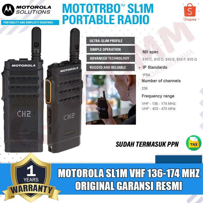 Jual MOTOROLA Slim Vhf 136-174 Mhz Ht Motorola SL1M Sl1m Vhf Uhf ...