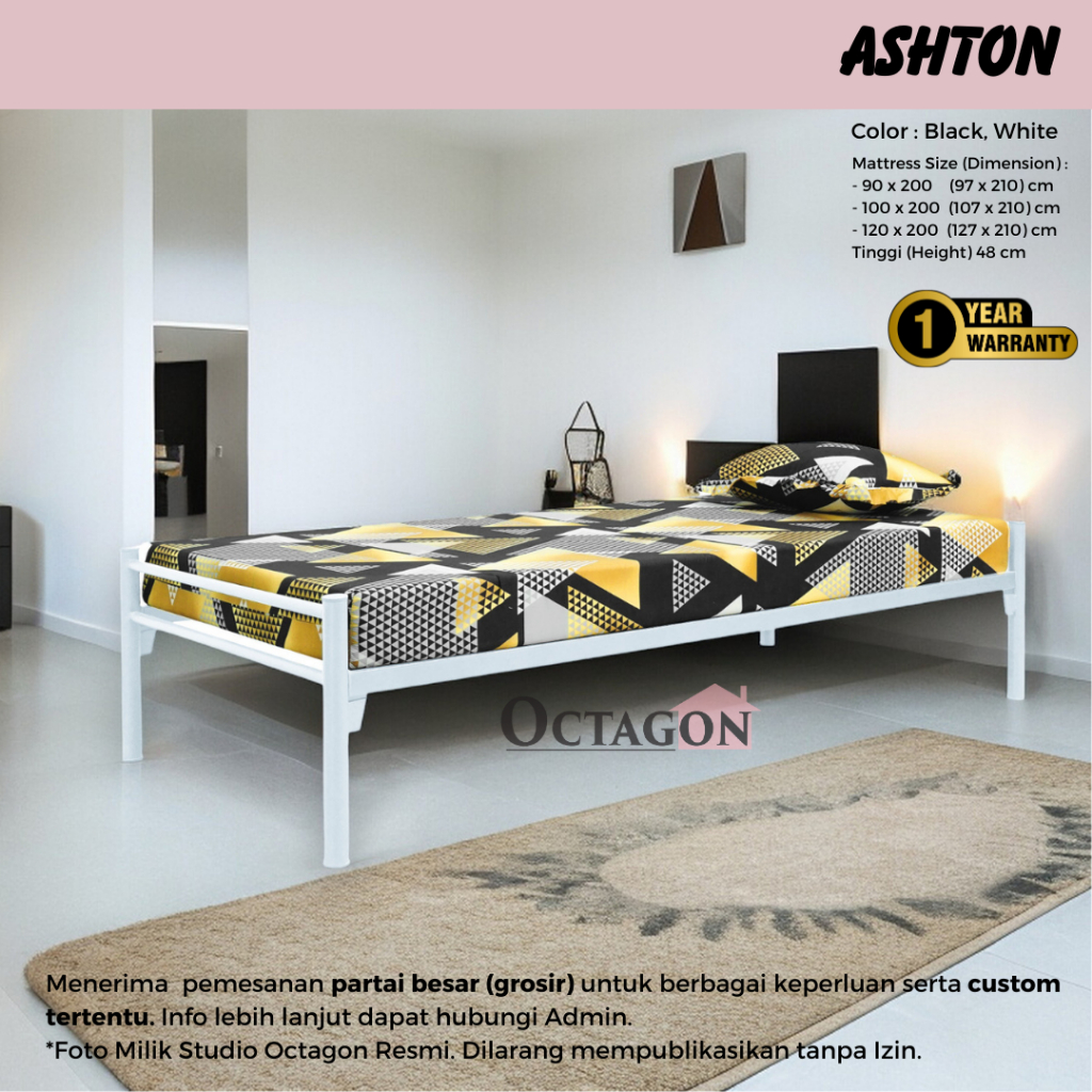 Jual Ranjang Dipan Besi Single Bed Minimalis Ashton | Shopee Indonesia