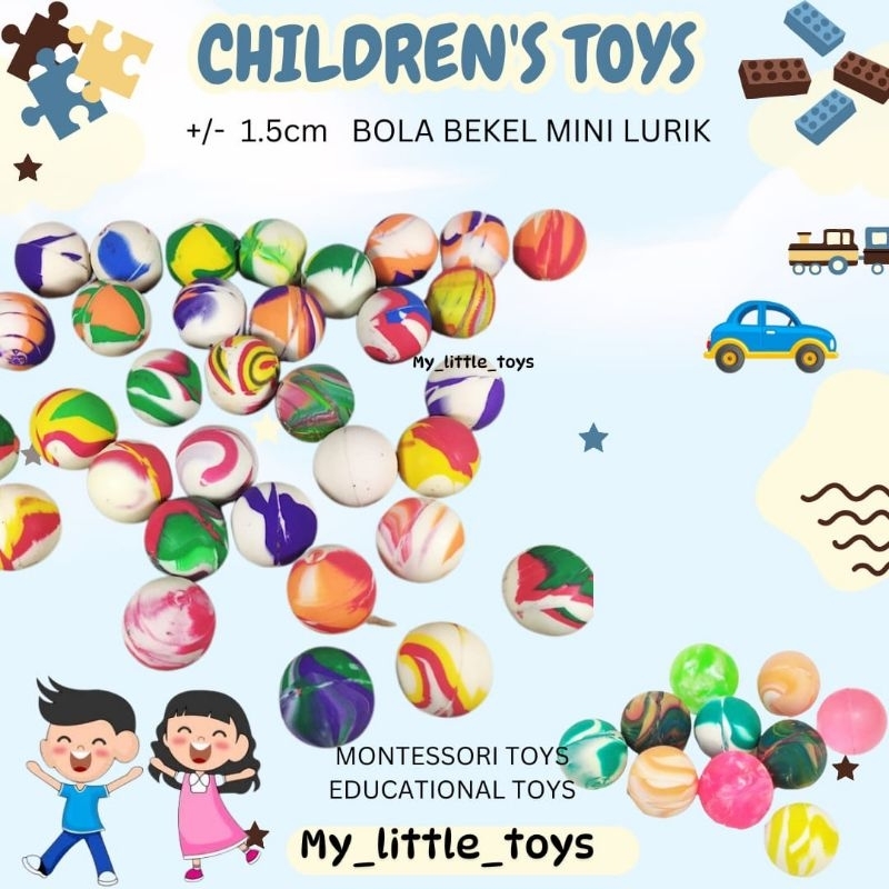 Jual mainan bola karet batik 2 cm anak dan bayi seru ukuran mini motif ...