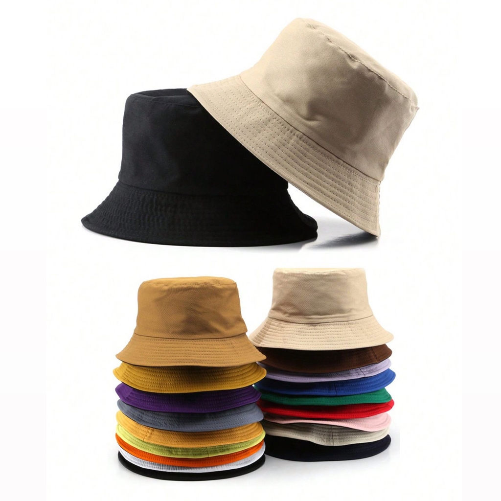Jual Indostreet - Topi Bucket Hat Paket 2 Pcs warna Hitam Cream Unisex ...