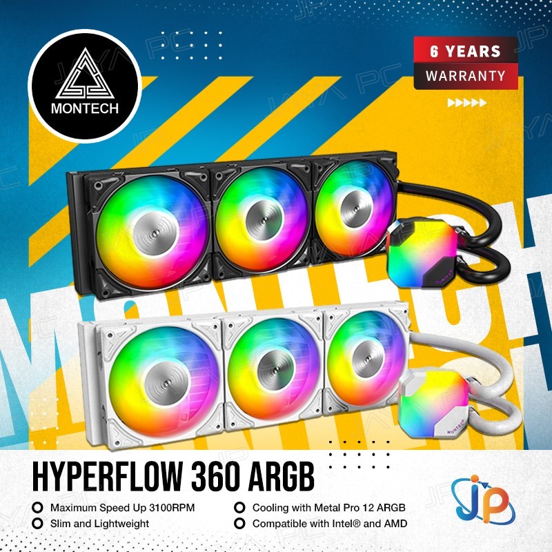 Jual Montech Hyperflow 360 ARGB - CPU AIO Liquid Cooler Fan 360mm | Shopee Indonesia