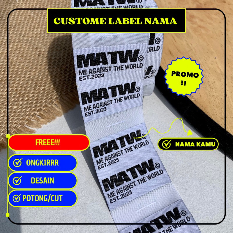Jual Label woven | Label nama baju | custome woven labels | Shopee ...