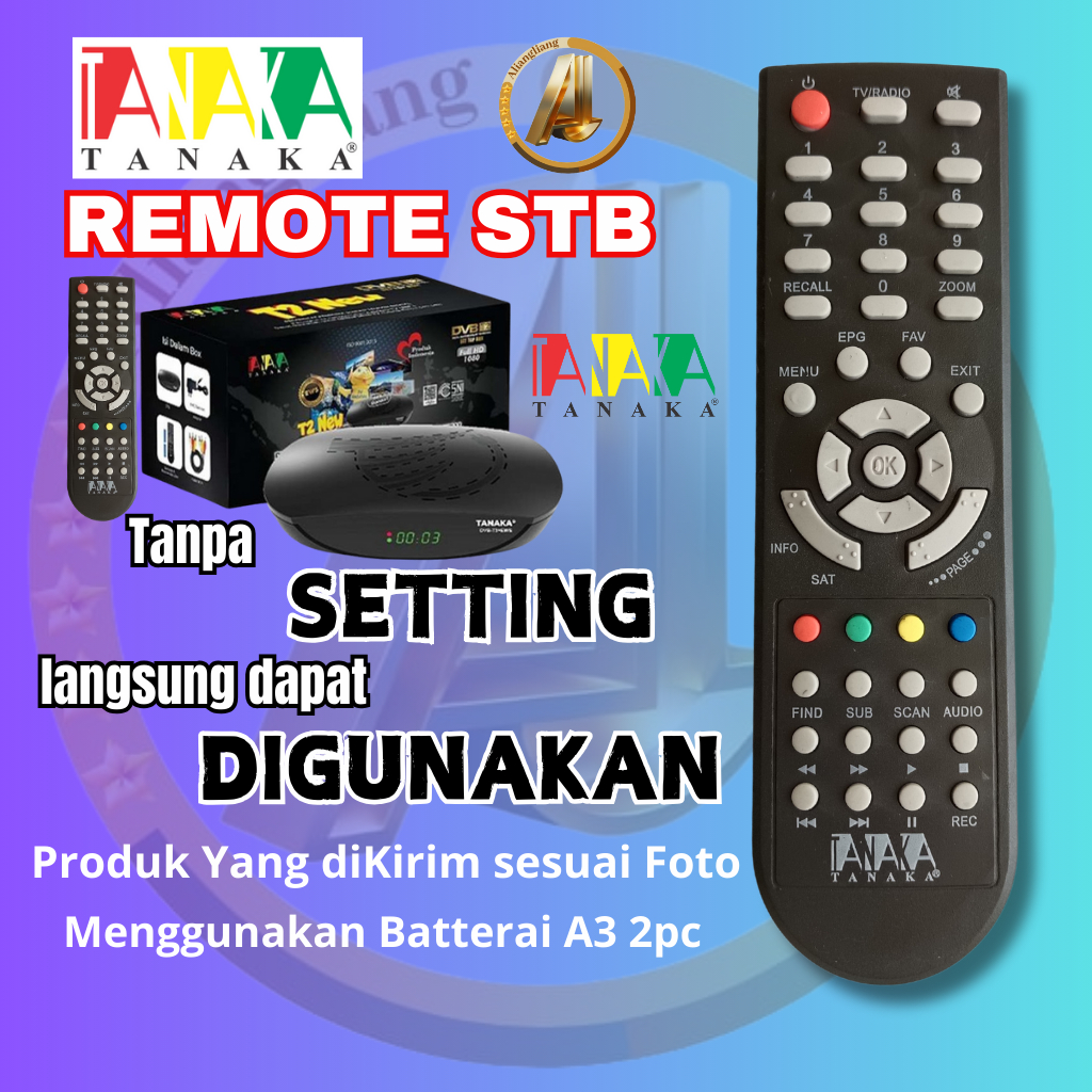 Jual Remot Remote STB Set Top Box TANAKA Dus Hitam Body Plastik DVB-T2 ...